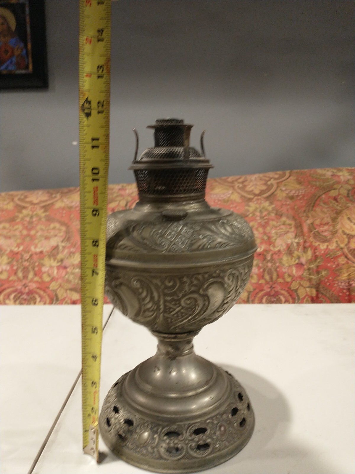 Kerosene Oil Nickel over Brass Embossed B&H Bradley & Hubbard Lamp | eBay