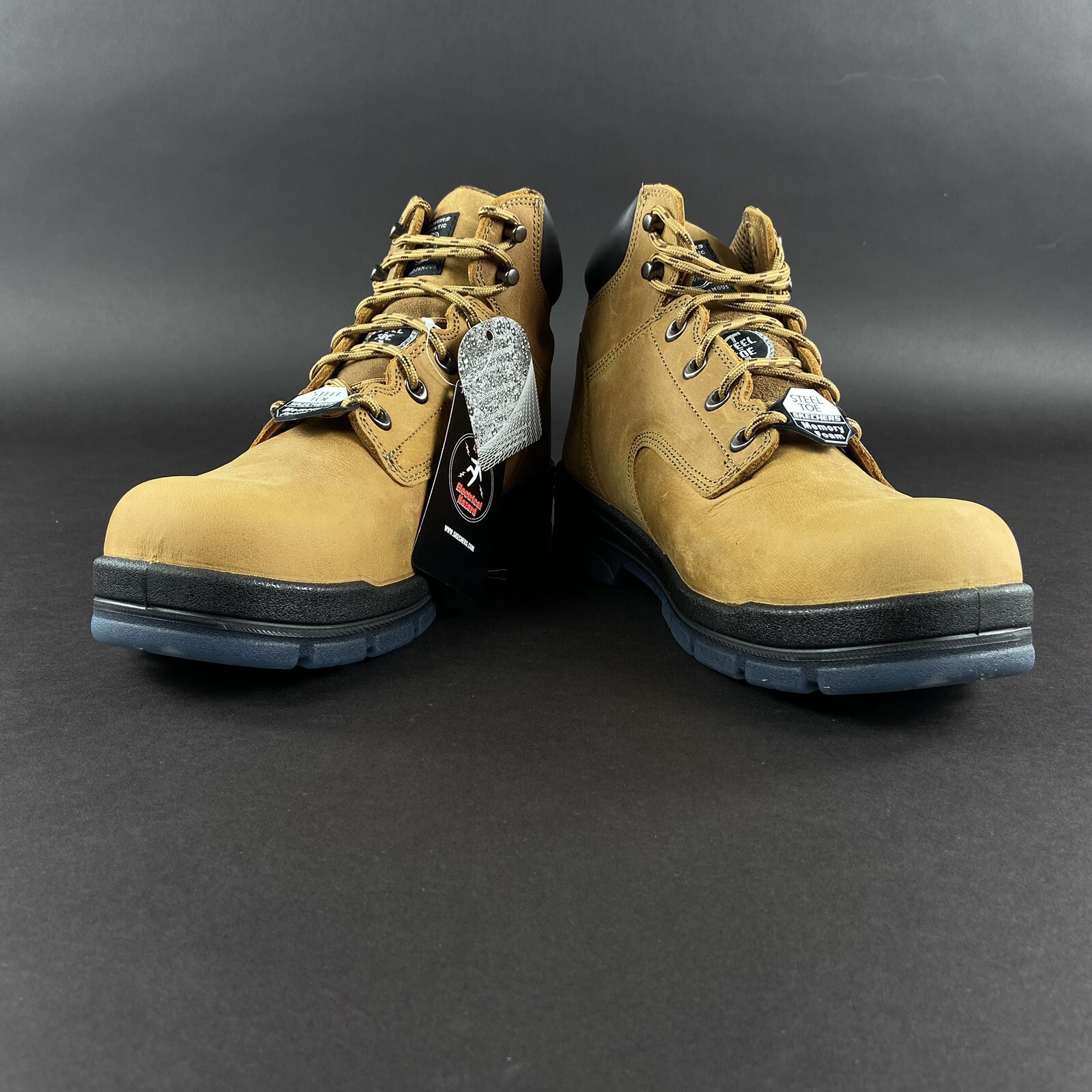 Skecher's For Work Men's Argum Alkova EH Steel Toe Brown Tan Boots Size ...