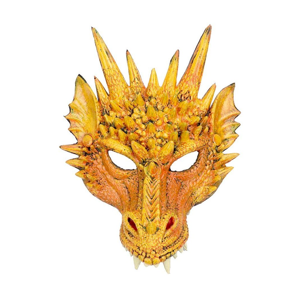 Dragon Fancy Dress Mask Fantasy Latex Halloween Adult Mens Costume ...
