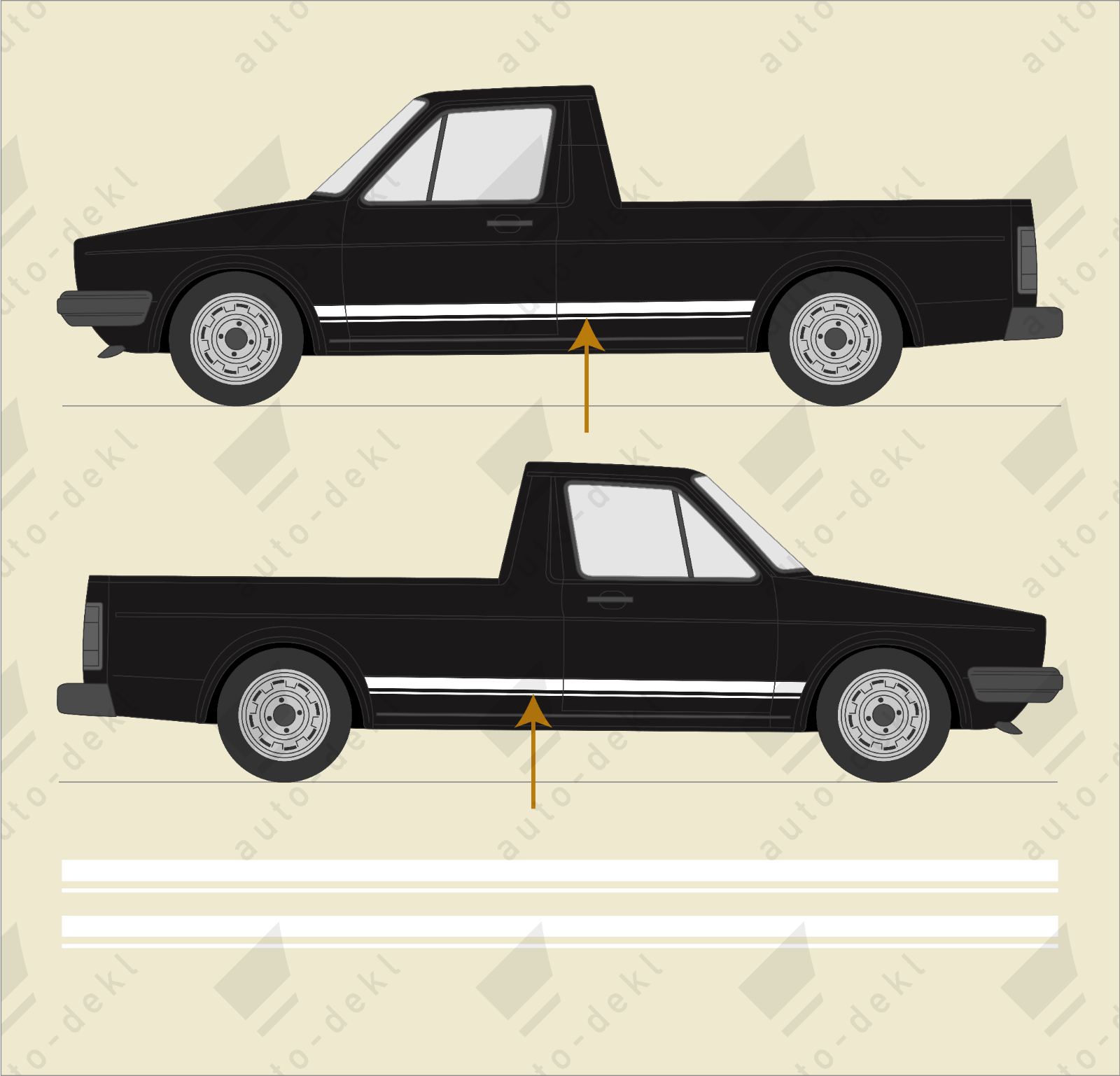 Fits VW Mk1 Caddy - WHITE GTI Style Side Stripes - Vinyl Decal Stickers ...