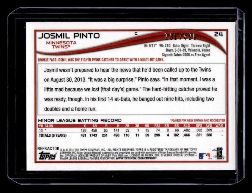 2014 Topps Chrome #24 Josmil Pinto Rookie Autograph Refractor | eBay