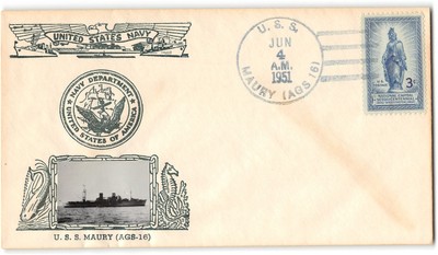 USS Maury, Ccrosby cachet, 1951 | eBay