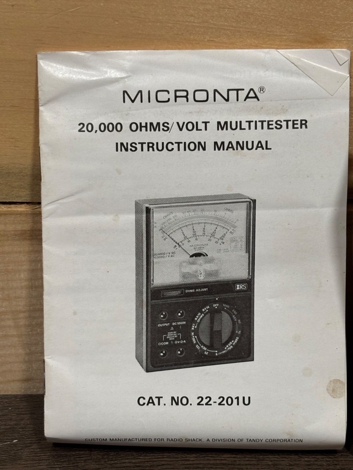 Micronta Radio Shack 22-201U Analog Multimeter In Original Box VINTAGE ...