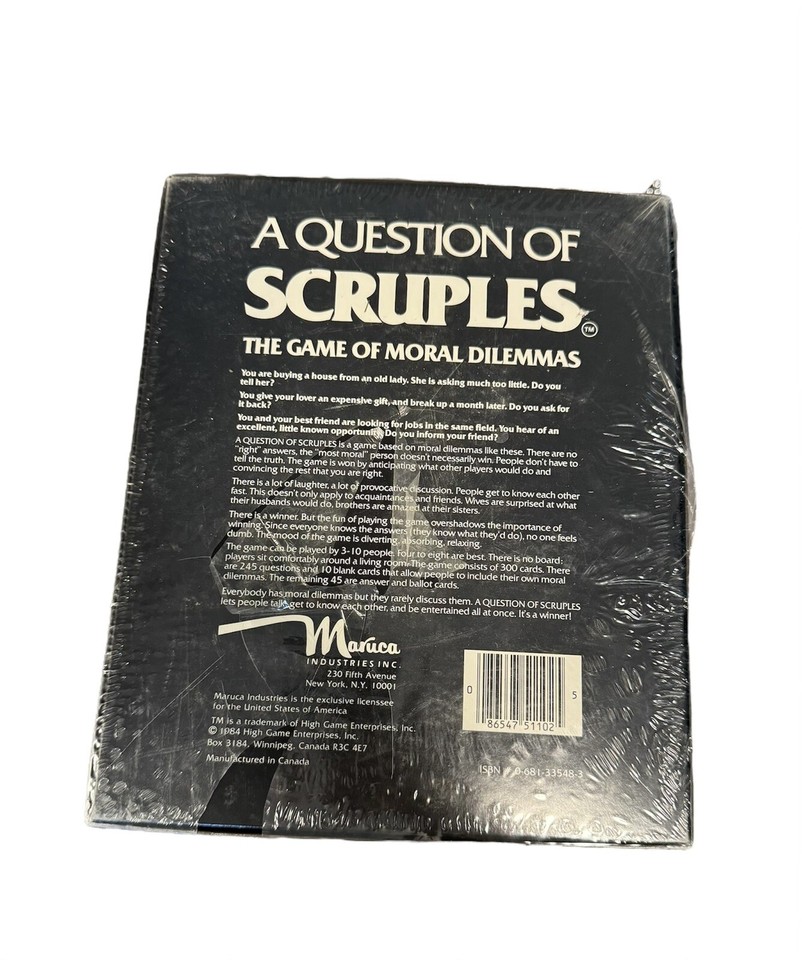 A Question of Scruples Game of Moral Dilemmas Card Game 1984 Vintage ...