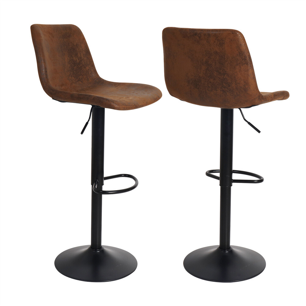 Set of 2 Retro Bar Stool Ergonomics Leather Chair Swivel Hotel Pub ...