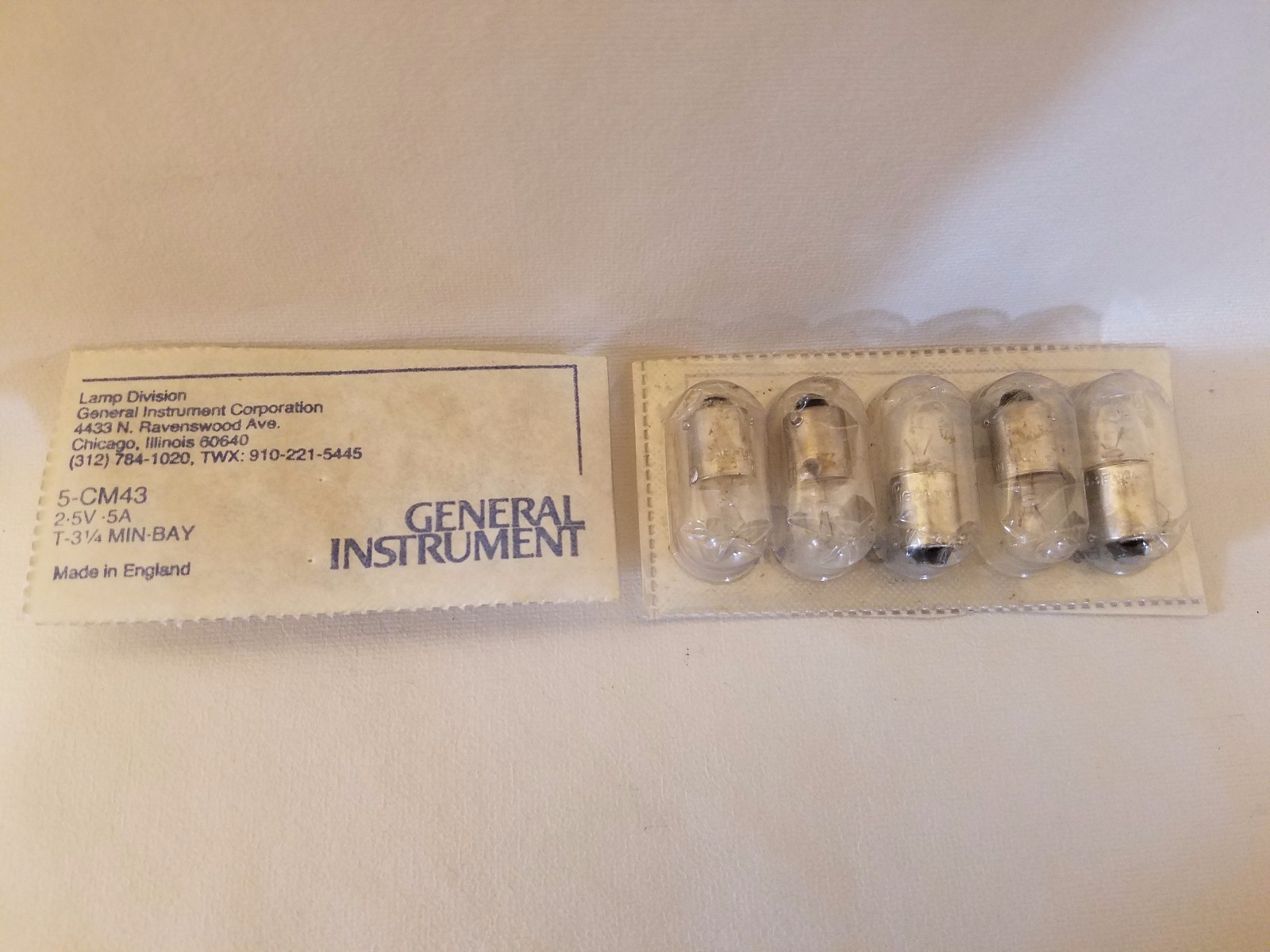 Lot 10 Chicago Miniature General Instrument 43 CM43 Lamps Light Bulbs 2 ...
