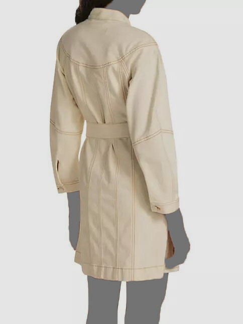 $428 Veronica Beard Women's Ivory Basia Button-Front Denim Mini Dress ...