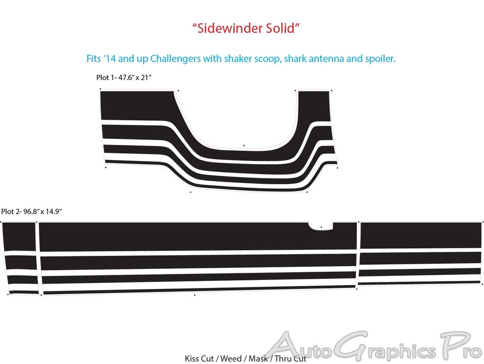 Shakedown Style Fits 14 & up Dodge Challenger Shaker Hood Rally Stripes ...