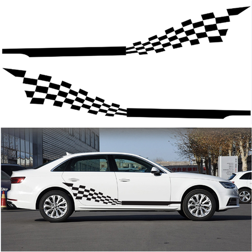 2Pcs Checkered Flag Sticker Racing Car Stripe Wrap Vinyl Decal 215x30cm ...