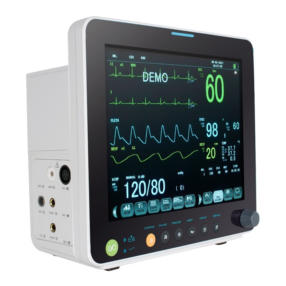Carejoy 12" 6-Parameter Patient Monitor Vital Sign EKG NIBP RESP TEMP ...