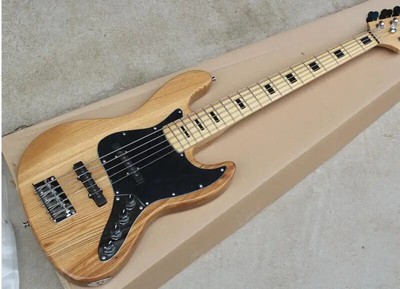 New Raw Wood Natural Jazz 5string Electric Bass Maple Fingerboard ...