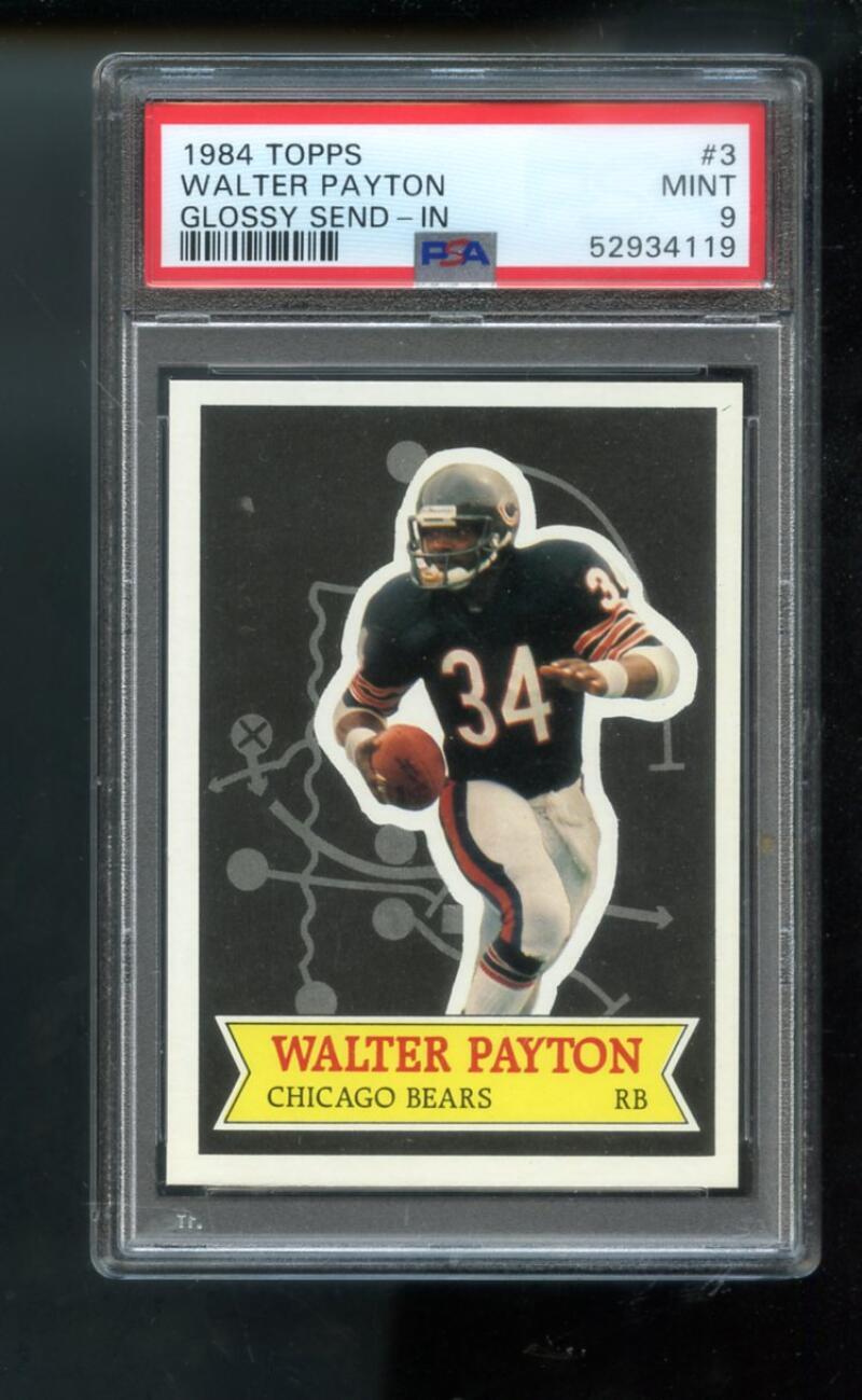 1984 Topps #3 Walter Payton Glossy Send-In PSA 9 Graded Football Card ...
