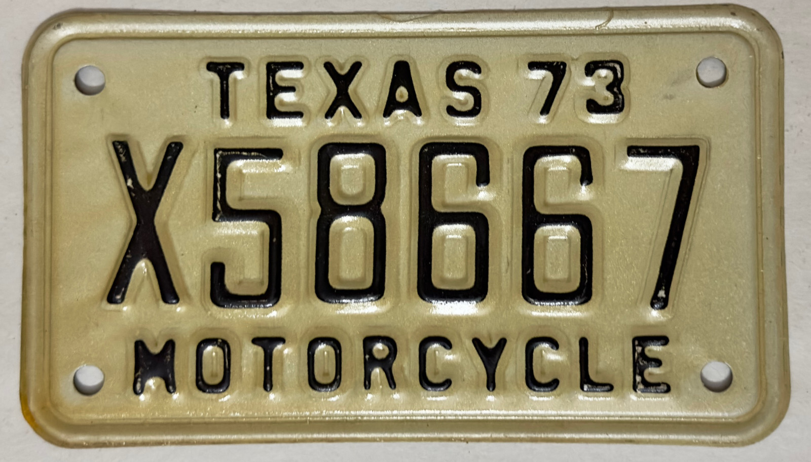 1973 TEXAS Motorcycle License Plate TX #X58667 - New Old Stock | eBay