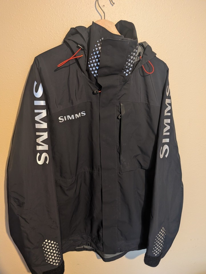 Simms Mens Challenger Fishing Jacket Reflective Black Size Large ...