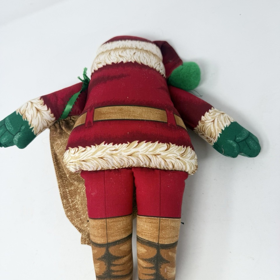 Hand Made Cut & Sew Cloth Santa Claus Doll 14" VTG Plush Shelf Sitter ...