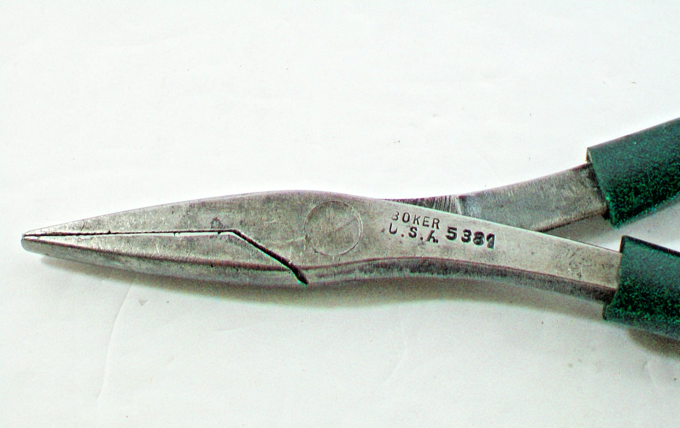 VINTAGE BOKER USA NO. 5381 DUCK BILL PLIERS WITH GREEN VINYL HANDLE ...