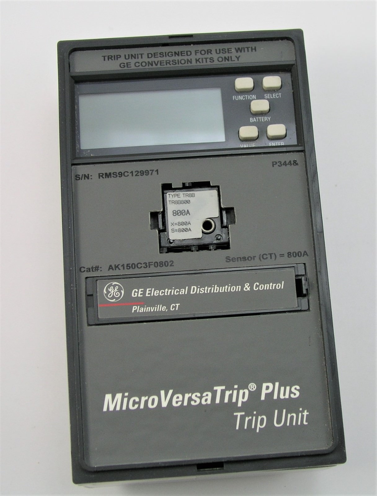 GE General Electric MicroVersaTrip Plus Trip Unit AK150C3F0802 800a ...