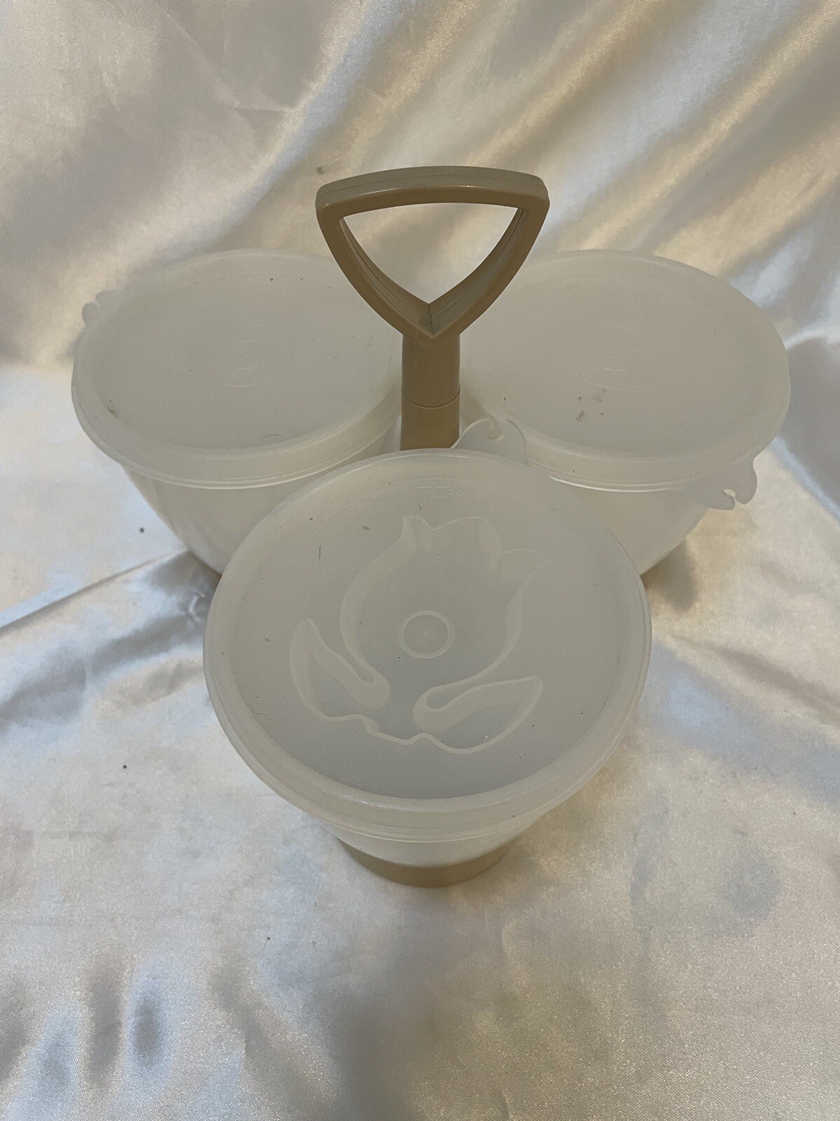 Vintage Tupperware Condiment Caddy Server Set W/ Bows Lids 1 With Tulip ...
