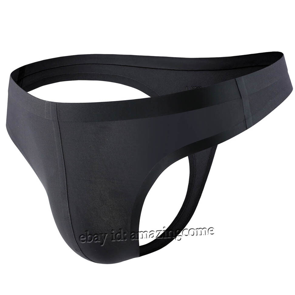 Men 4-Pack Seamless Ice Silk G-Strings Underwear Thongs Bikini Brief ...