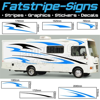 MOTORHOME VINYL GRAPHICS STICKERS DECALS STRIPES SET CAMPER VAN CARAVAN ...