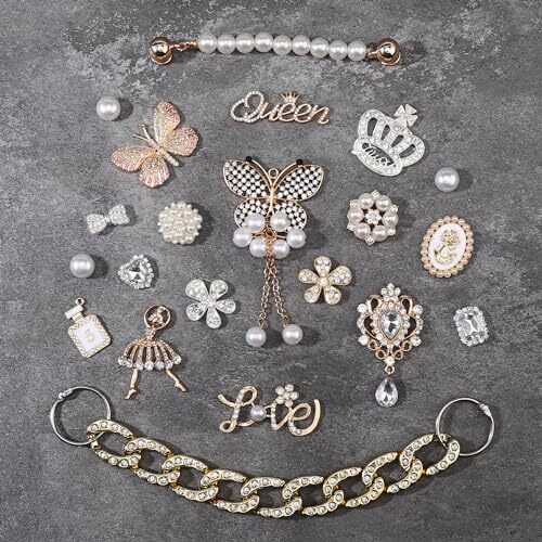 Designer Bling Shoe Charms for Women Girls Crystal Rhinestone Pearl ...