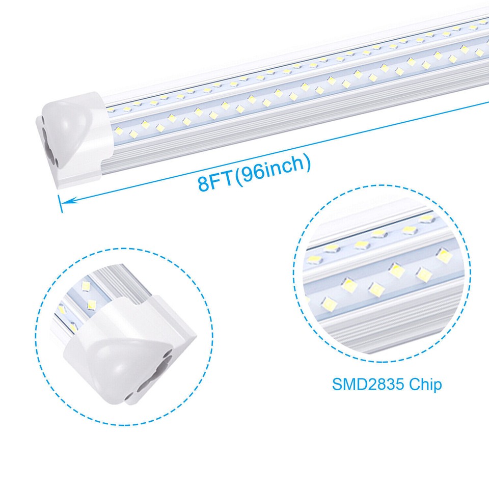 6Pack 8 Foot LED Shop Light Fixture 8FT T8 LED Tube Light 8' 120W ...