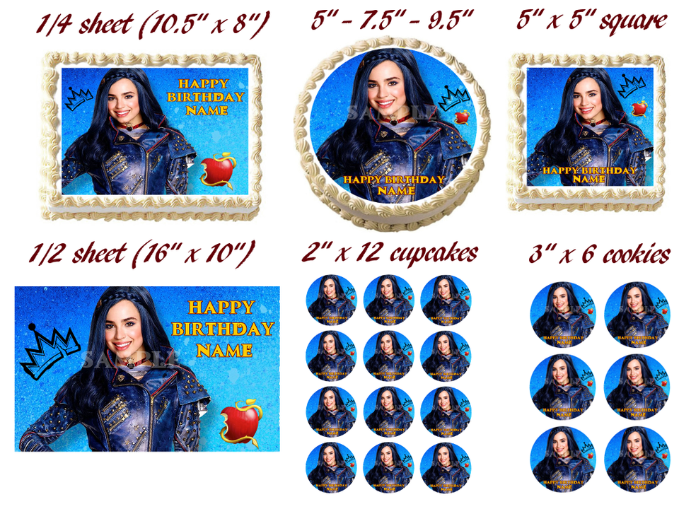 EVIE Descendants Party Edible cake topper image design | eBay