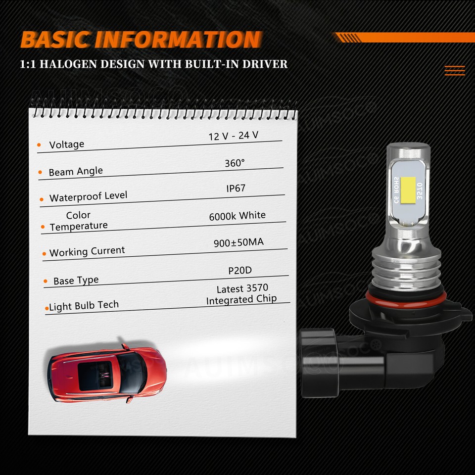 9005 H11 LED Headlight KIT 10000K Combo Bulbs High Low Beam Super ...