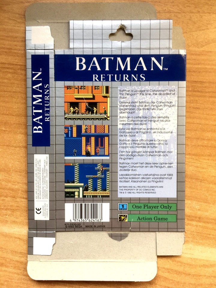 BATMAN RETURNS - BOÎTE VIDE 100% ORIGINALE SEGA GAME GEAR PAL EURO ...