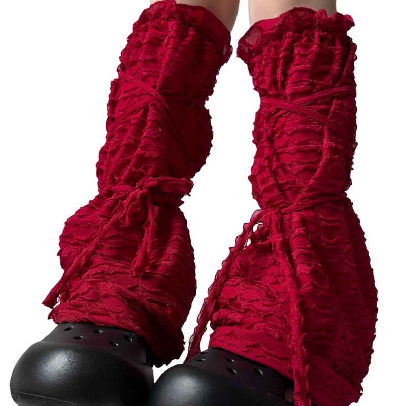 Summer Mesh Leg Sleeves Ballet Style Leg Warmers Bows Lace Up Long Leg ...