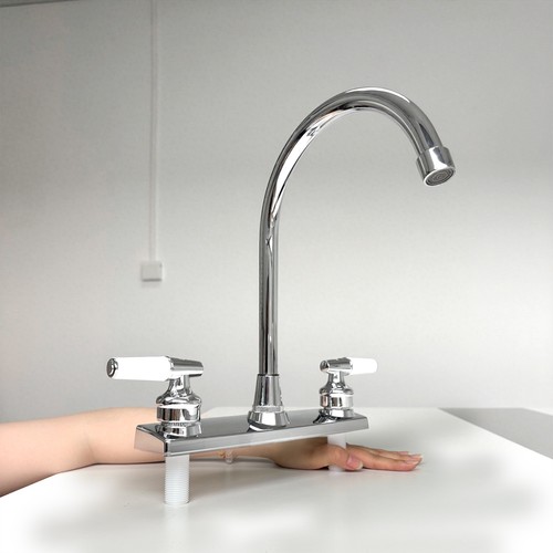 8'' RV Kitchen Sink Faucet Double Handle Mixer Taps Stainless Steel ...