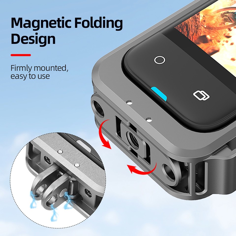For Insta360 X4 Aluminum Frame Cage With Silicone Lens Caps Protection ...