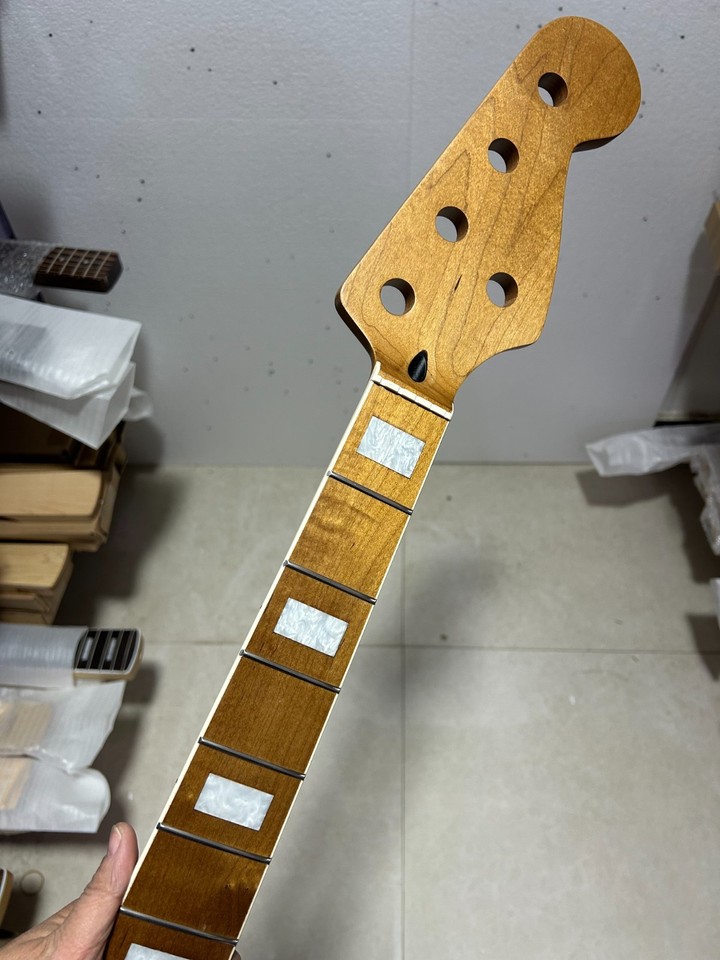 20fret Roasted maple electric BASS neck part 34inch block inlay Satin 5 ...