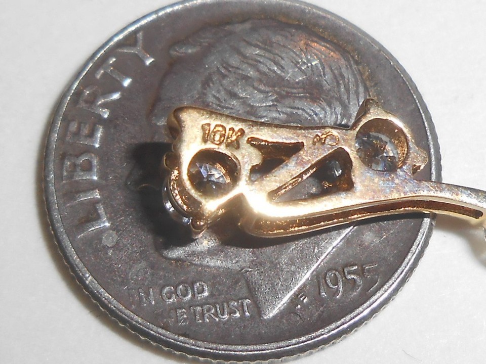 Estate Solid 10k Yellow Gold Clear Gem Pendant 10KT Not Scrap Jewelry ...