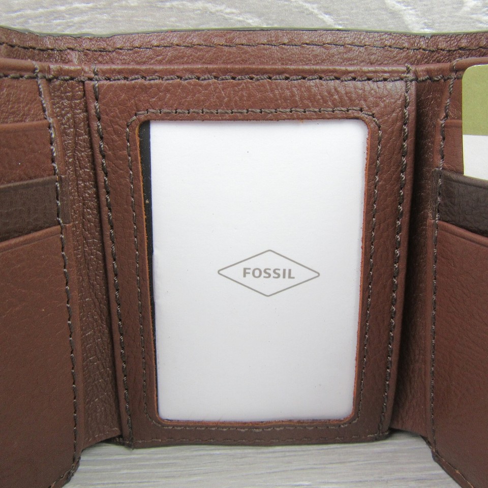 Fossil Easton RFID Trifold Mens Brown Leather Wallet NEW SML1436914 ...