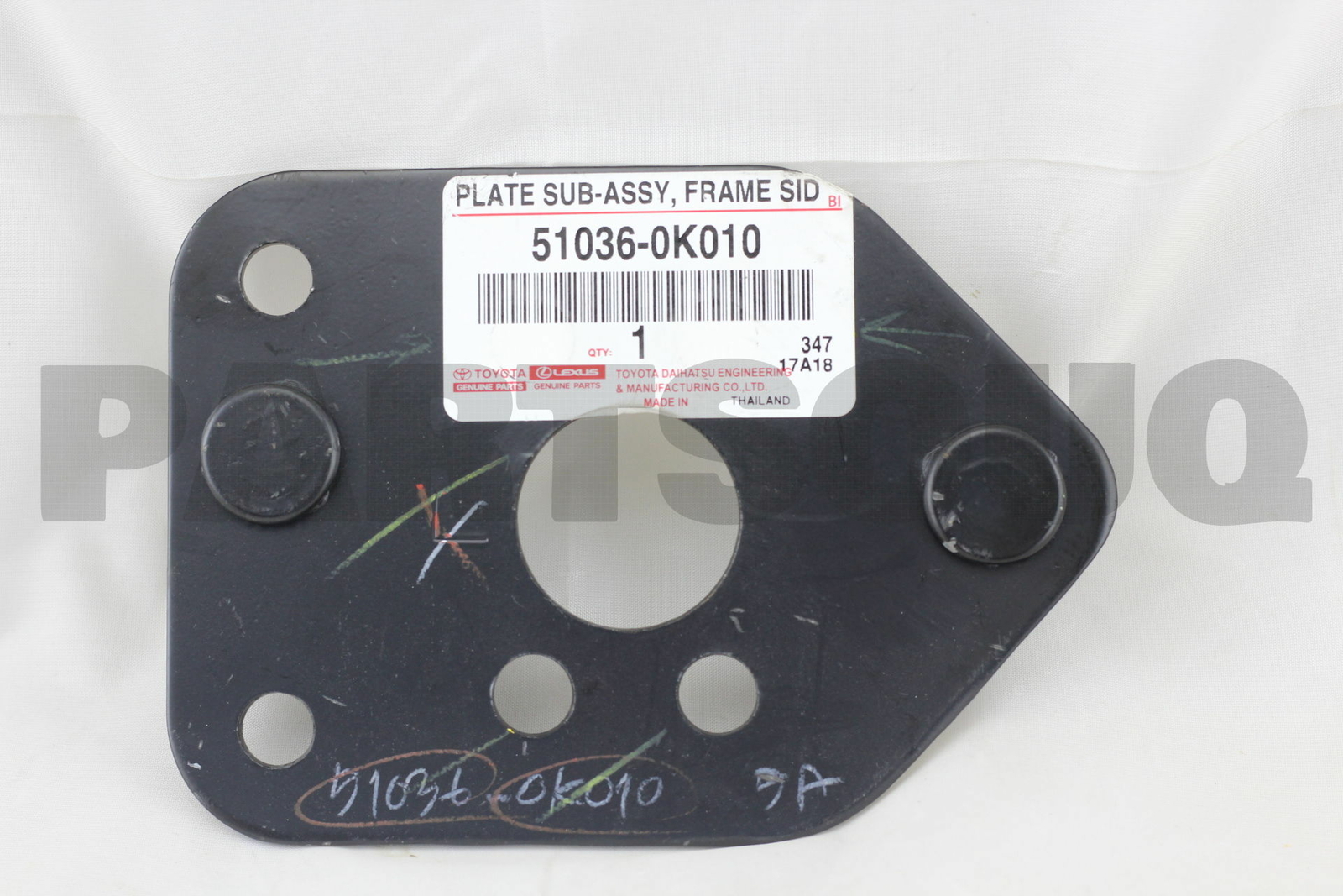 510360K010 Genuine Toyota PLATE SUB-ASSY, FRAME SIDE RAIL, LH 51036 ...