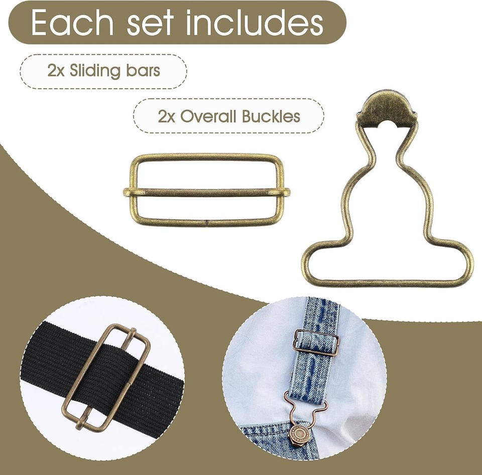 2 Pairs Overall Buckles Clips Replacement Dungaree Buckle Clips for ...
