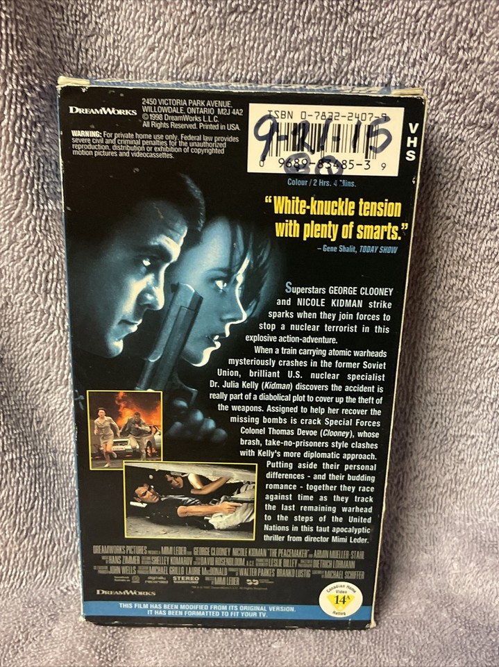 The Peacemaker (VHS, 1998) George Clooney, Nicole Kidman - Canadian ...