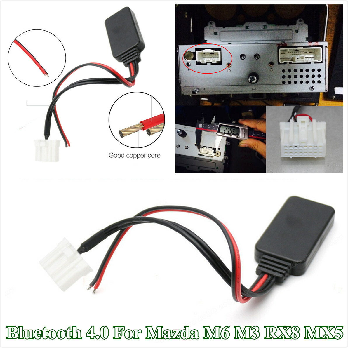 Car Bluetooth 4.0 AUX Adapter Cable Wireless Audio Input For Mazda M6 ...