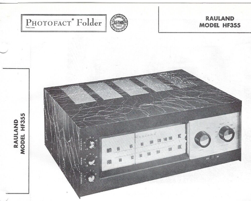 1956 RAULAND HF355 RECEIVER Tube AM FM RADIO Photofact MANUAL Schematic ...