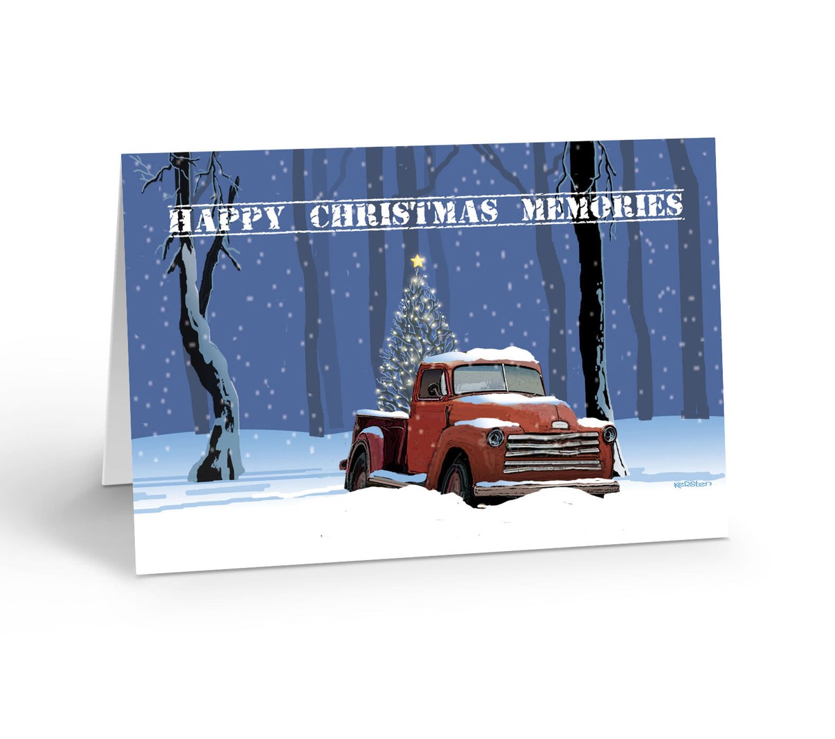 Car Truck Christmas Cards Personalised Red Truck With Gifts Christmas