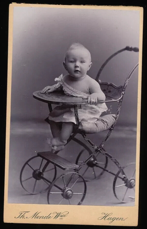 1880s Antique Beautiful CDV Photograph Adorable Baby in Carriage Bement ...