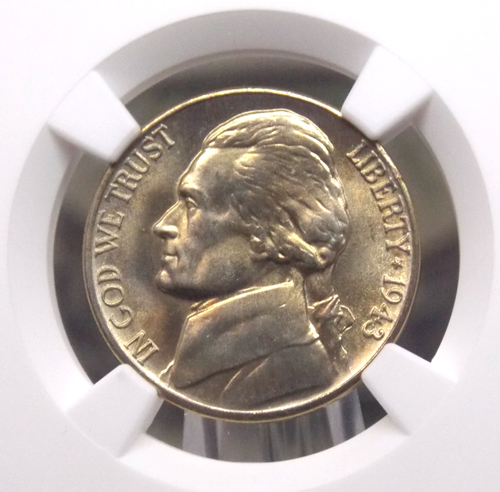 1943 "D" Jefferson SILVER Nickel *WARTIME* 5c NGC MS66 5FS #013 *FULL ...