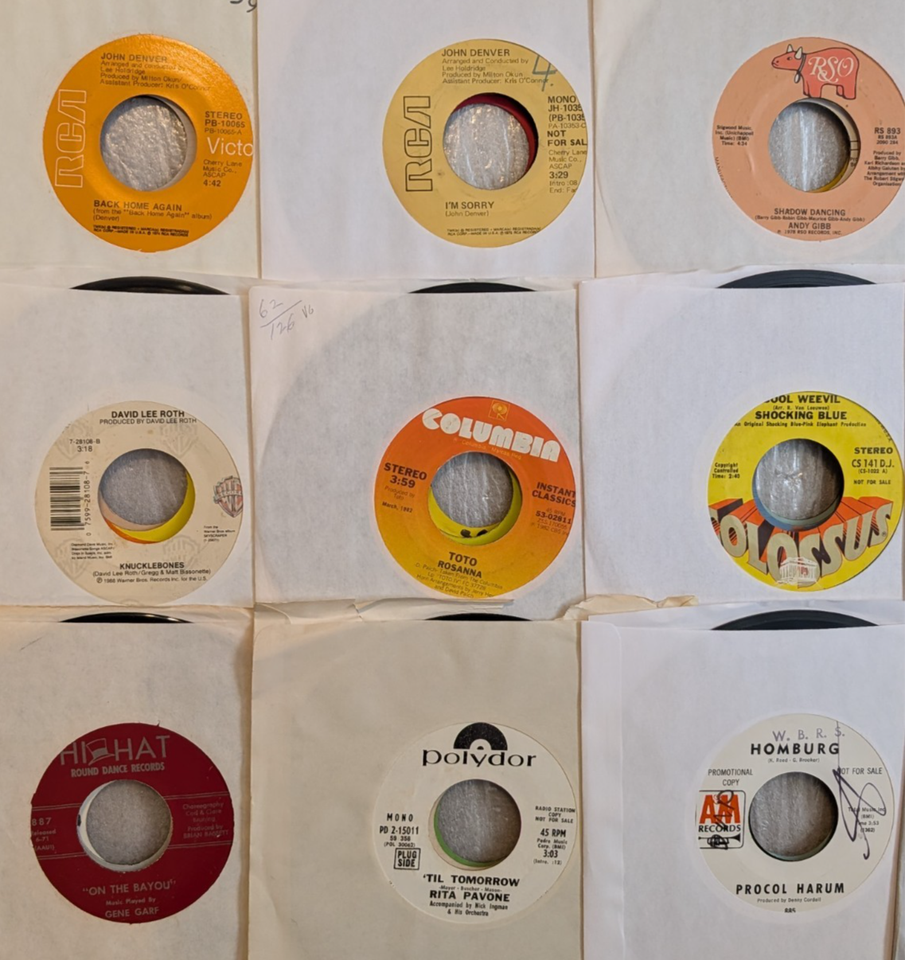 100 ct LOT #34 HIGH GRADE 45 RPM Vinyl Jukebox Records, 1950s-80s Rock ...