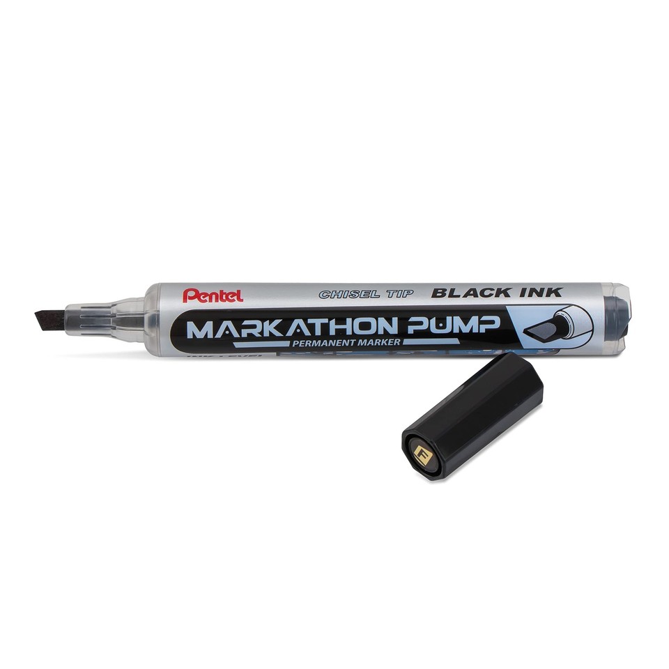 Pentel Markathon Pump Permanent Marker, Chisel Tip, Assorted Colors, 4 ...