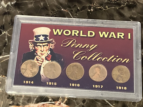 1914-1918 World War I Penny Wheat Cent Collection 5 Coin Set In Plastic ...
