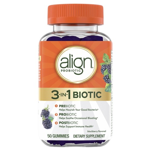 Align Probiotic 3-in-1 Biotic Gummies Prebiotic + Probiotic ...