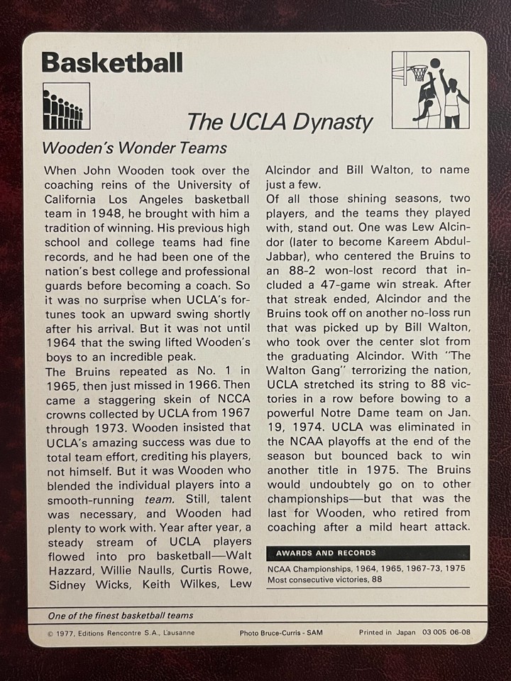 1977-79 Sportscaster Set MARQUES JOHNSON ROOKIE #06-08 1975 UCLA ...
