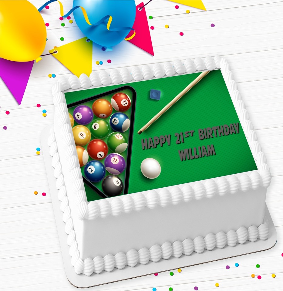 POOL TABLE BIRTHDAY PERSONALISED BIRTHDAY PARTY ICING COSTCO CAKE ...