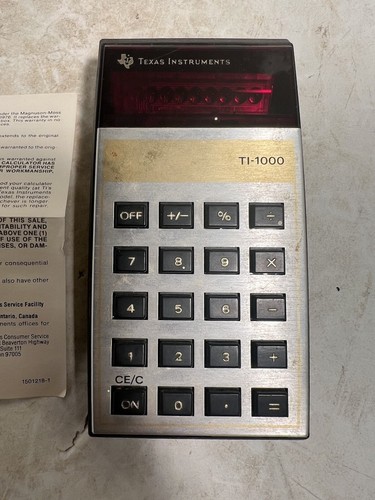 Vintage TEXAS INSTRUMENTS Model TI-1000 Memory Calculator W/ TI-1200 ...
